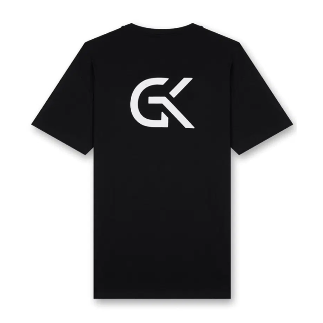 Black T-shirt with New Logo Inscription GK Brand