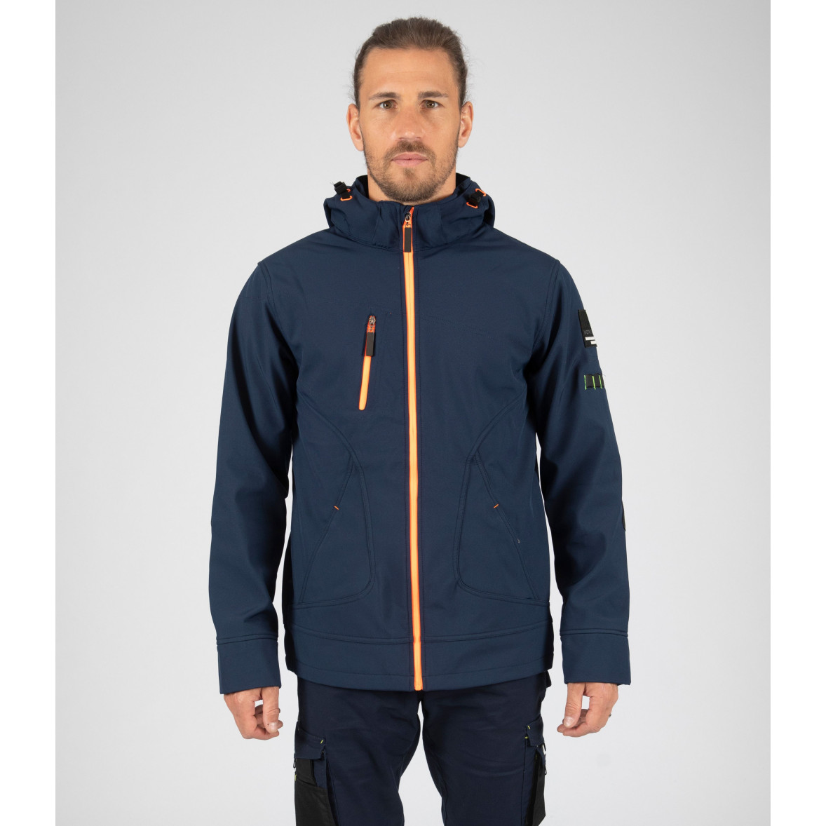 Borel navy blue and fluorescent orange softshell jacket - Nine Worths ...