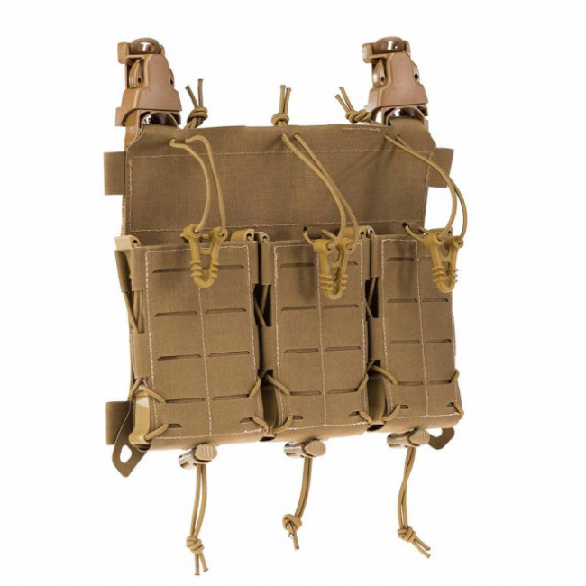 Front panel for plate carrier with triple multi-caliber magazine pouch ...
