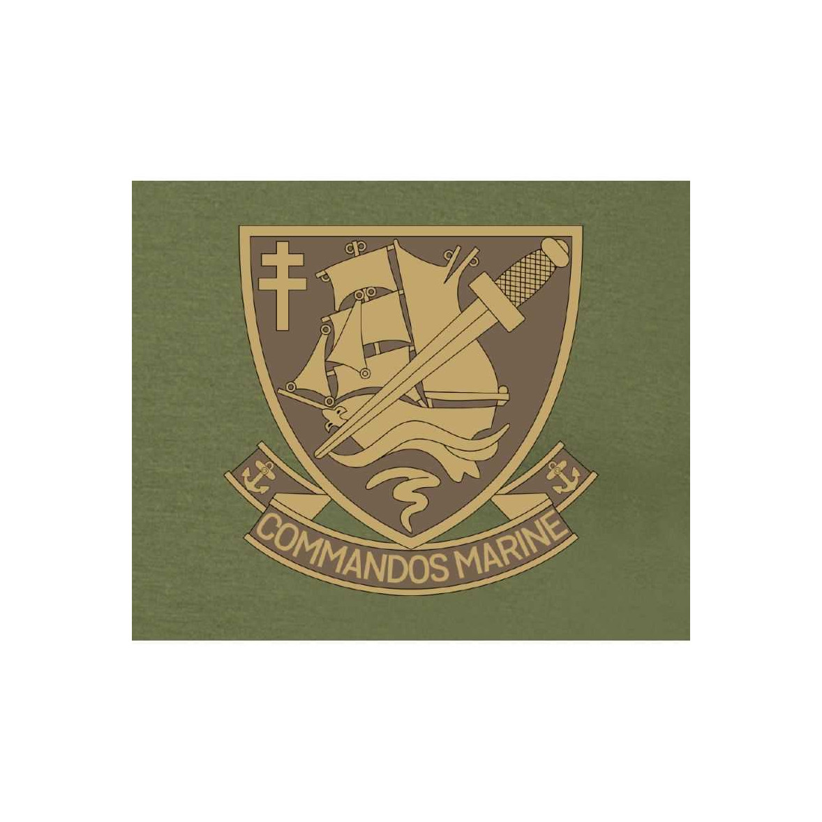 Tee-shirt kaki avec logo Commandos marine côté coeur - Army Design by ...