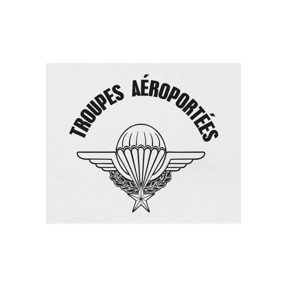 White T-shirt with Airborne Troops logo on the chest - Army Design