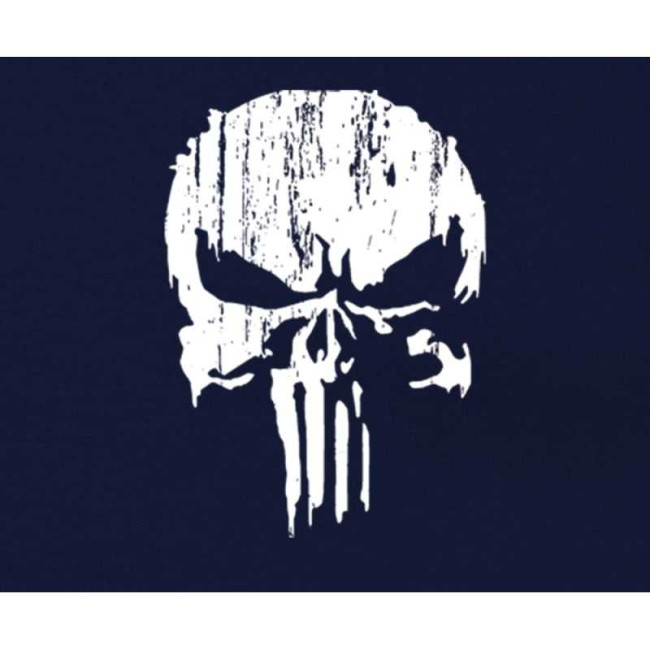Navy T-shirt with white Punisher logo on heart side - Army Design