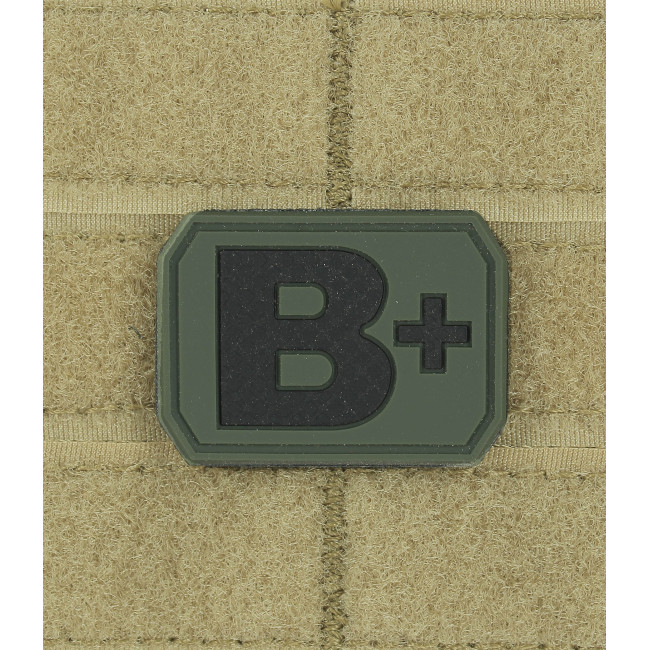 Olive green B+ blood type patch by Kombat Tactical
