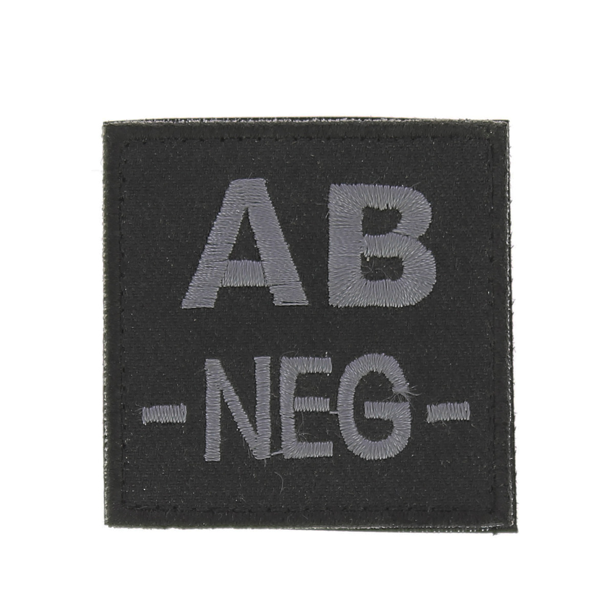 AB- blood type patch Gray on Black by DMB brand