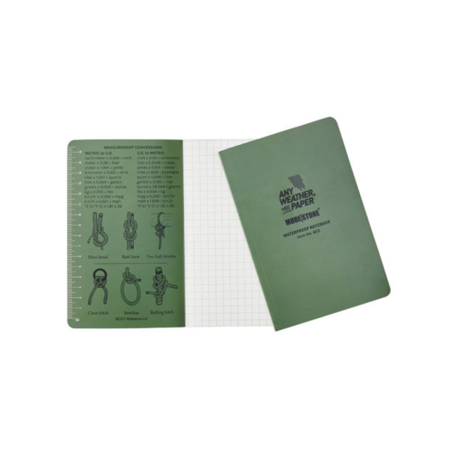 All-weather field notebook 128 pages 118 x 183 cm olive green - Modestone