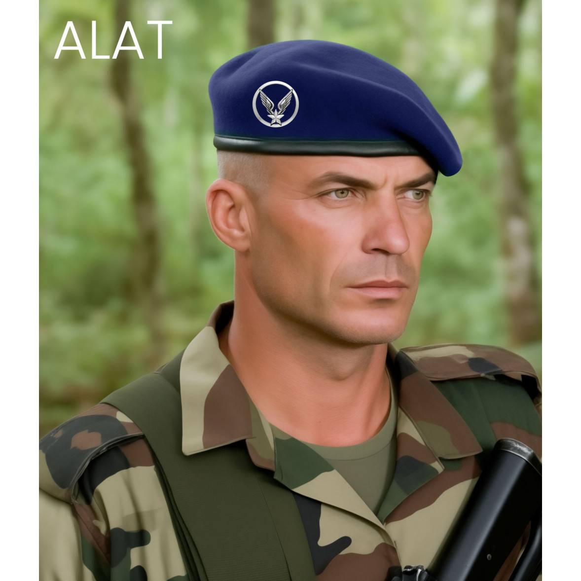 Boina Militar Alat Azul com Borda de Couro - Patrol Équipements