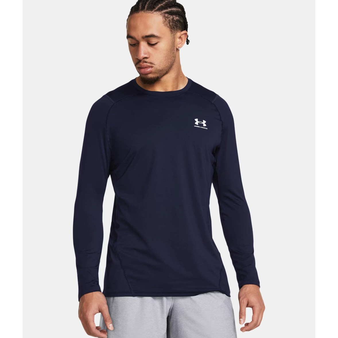 Men's Fitted Long Sleeve HeatGear® Armour Top - Navy Blue - Under Armour