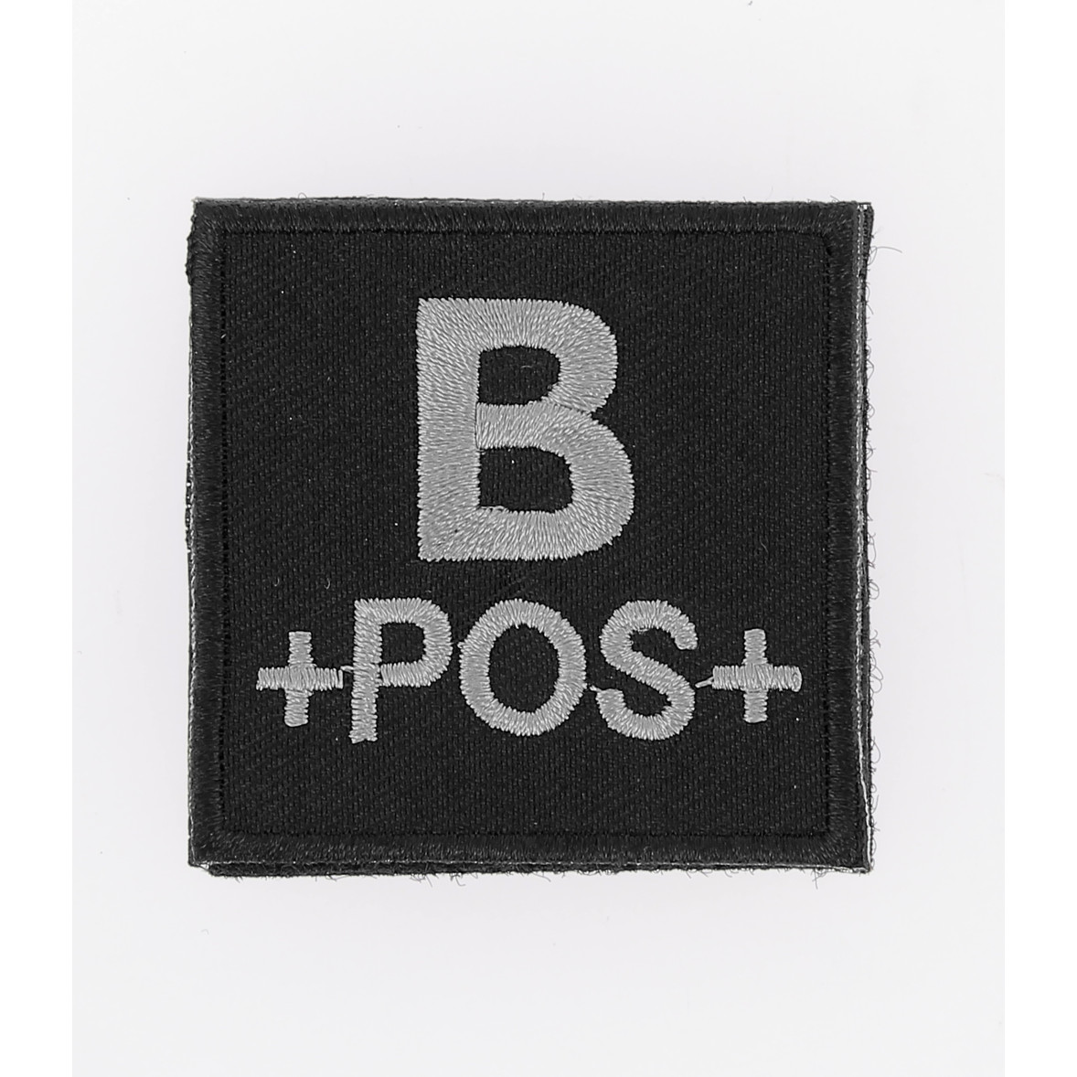 EMBROIDERED FELT PATCH WITH BLOOD TYPE AND HOOK-AND-LOOP BACKING B POS BLACK - Patrol Equipment