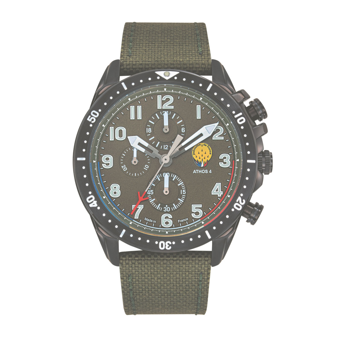 Montre Athos 4 cadran vert bracelet cuir vert - Patrouille de France