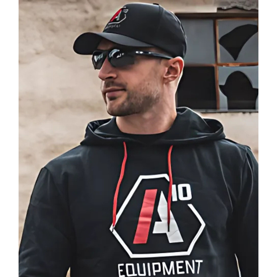 Casquette Stretch Fit A10 noir logos blanc / rouge - A10