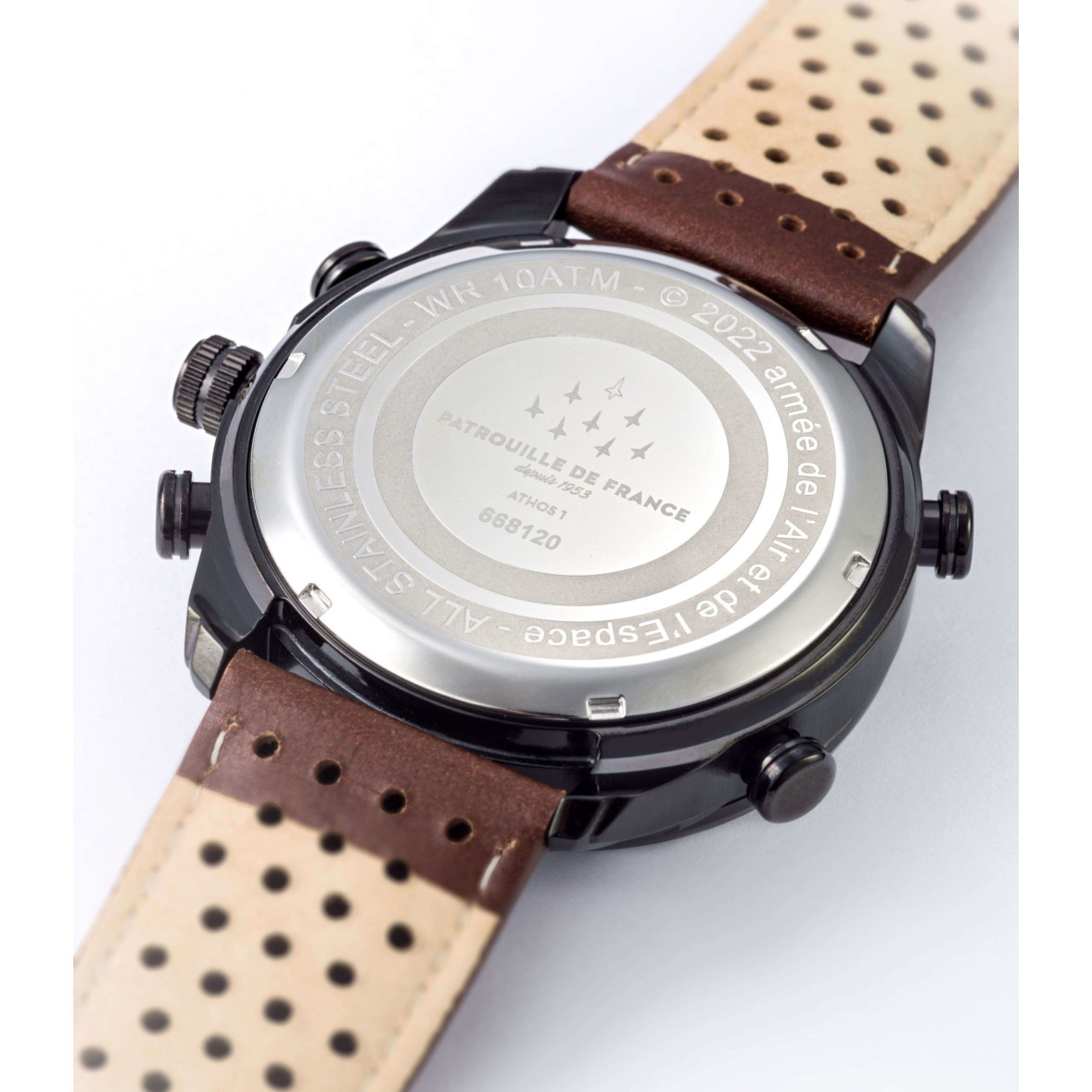 ATHOS 1 Watch with dark leather strap - Patrouille de France