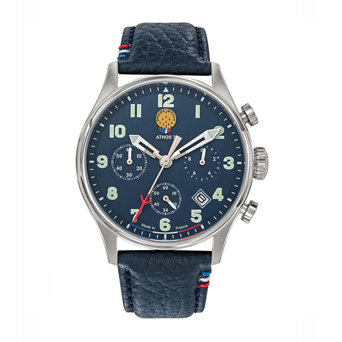 ATHOS 7 watch with blue leather strap - Patrouille de France