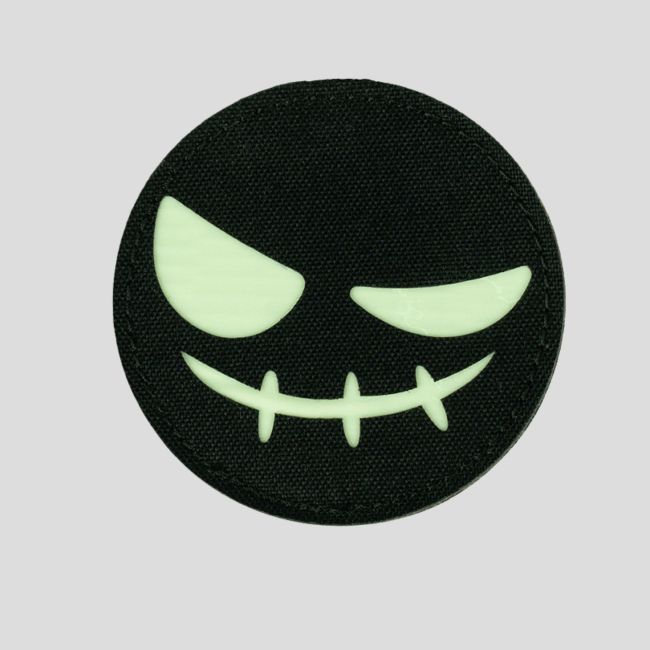 Patch lasercut phosporescent rond Face Evil Smiley - Noir - 101 Inc