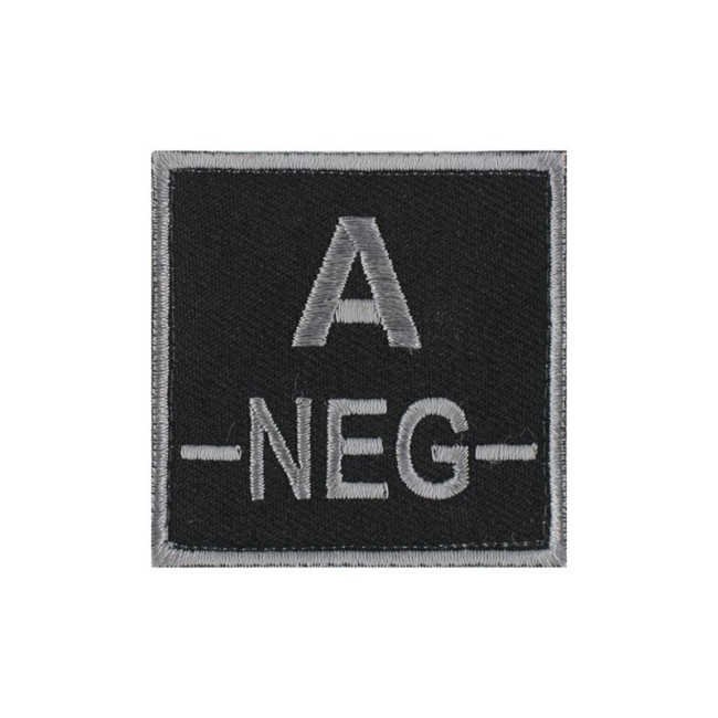 Blood type patch A- Grey on Black by DMB brand