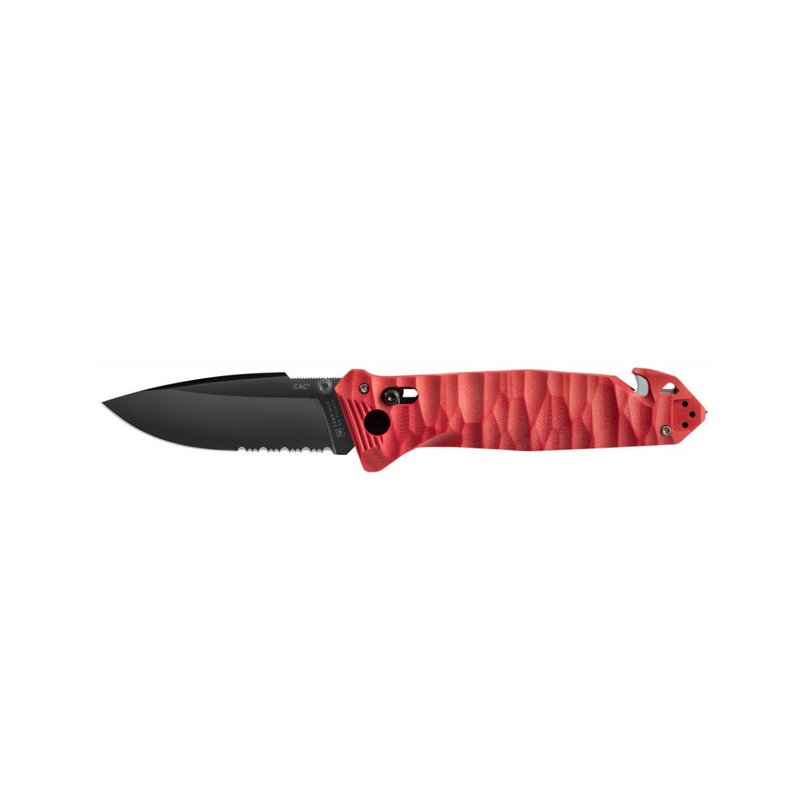 Cac® S200 serrated pocket knife with red G10 handle - TB Outdoor