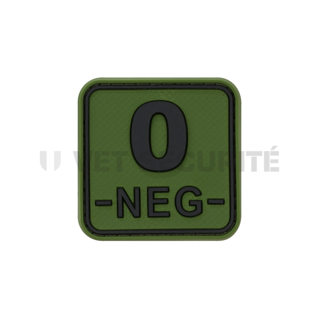 Parche cuadrado grupo sanguíneo O- verde OD - JTG - Vetsecurite.com