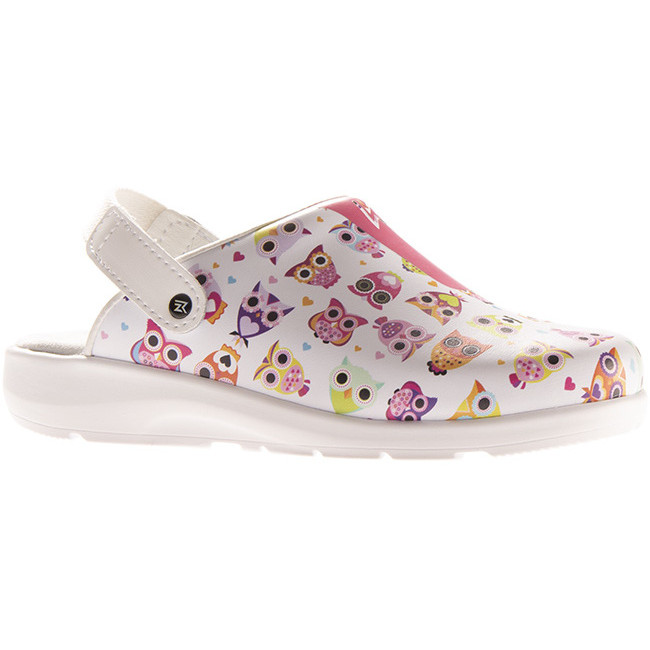 Women's Leather Work Clogs Arielle Owl - Nordways