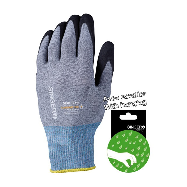 Nitrile foam gloves without dots Grey/Black - Singer Safety