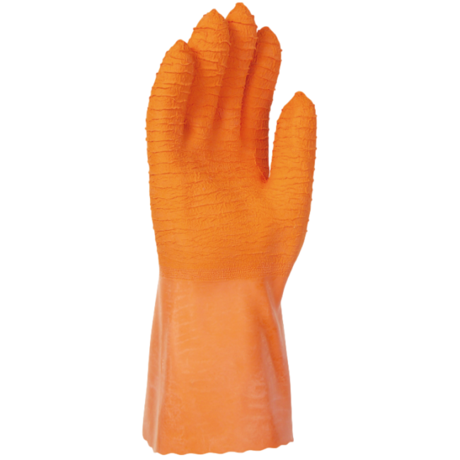 Orange latex chemical protection gloves - Singer Safety