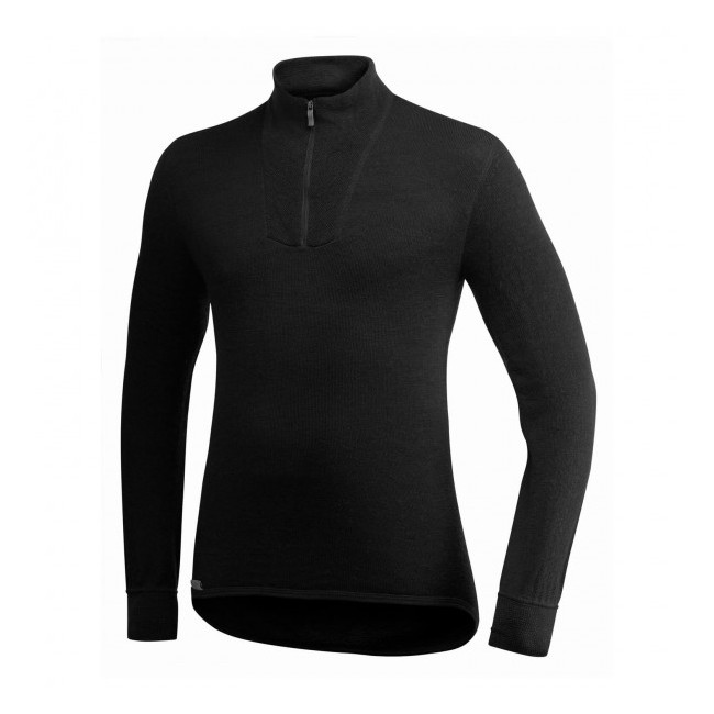 Camiseta de manga larga con cremallera Turtleneck 400 Negro - Woolpower